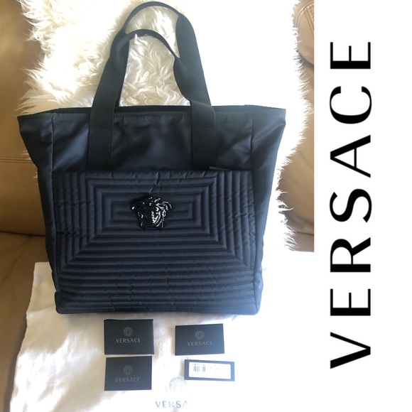 Versace | Bags | Versace Unisex Nylon Signature Logo Tote Bagnew | Poshmark